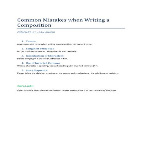 Common Mistakes when Writing a Composition | DOCX