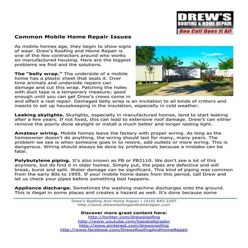 Common Mobile Home Repair Issues | PDF