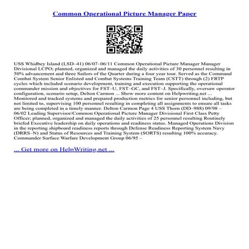 Common Operational Picture Manager Paper | PDF