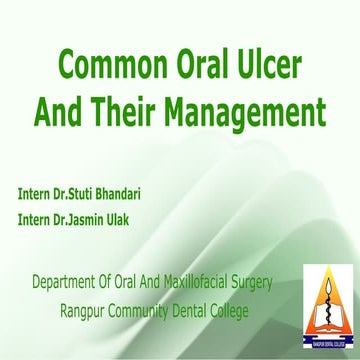 Common Oral Ulcer And Their Management By Stuti and Jasmin.pptx