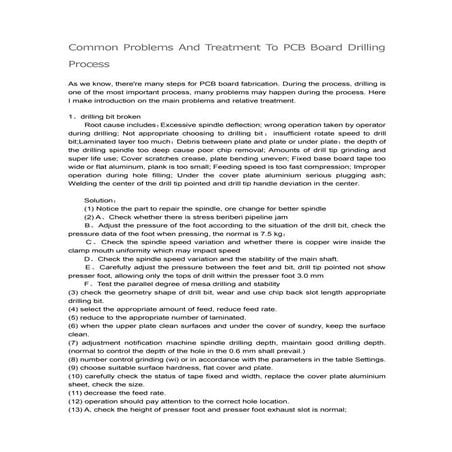 Common problems and treatment to pcb board drilling process | PDF