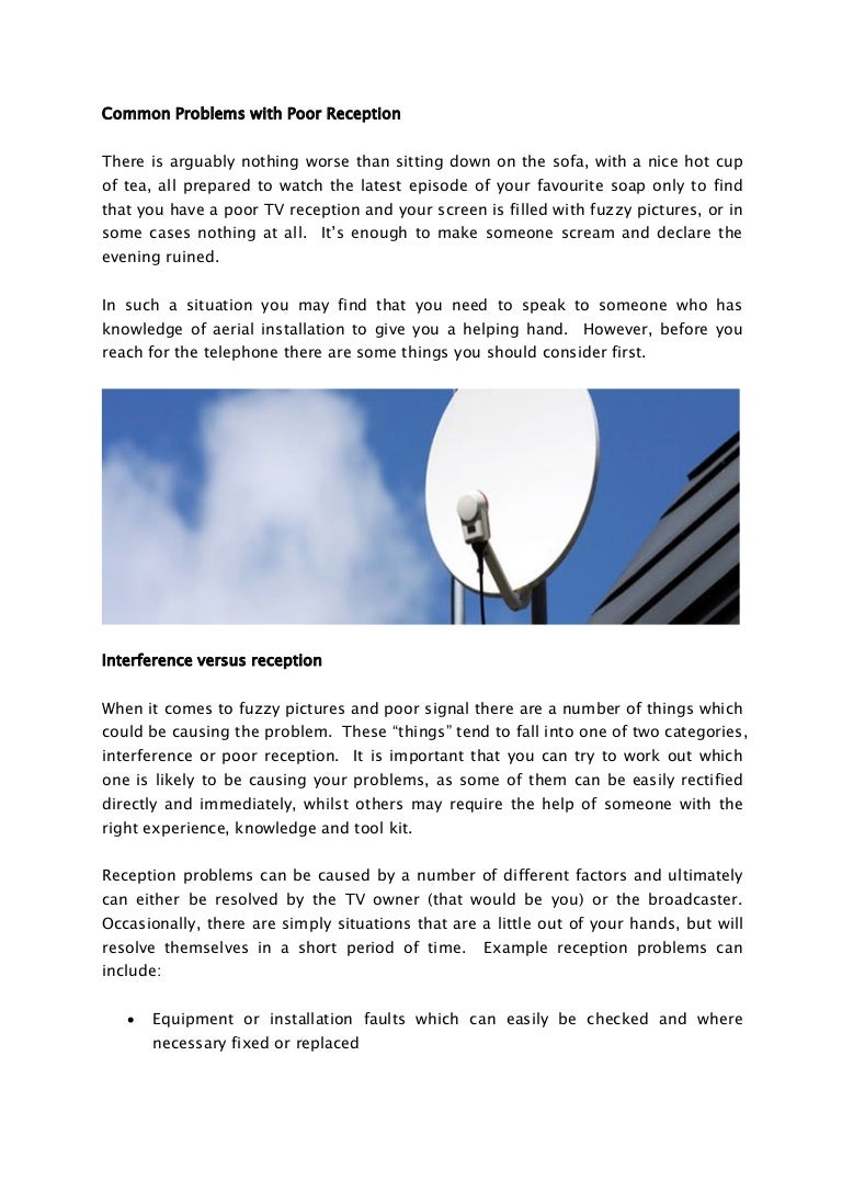 Common Problems with Poor Reception