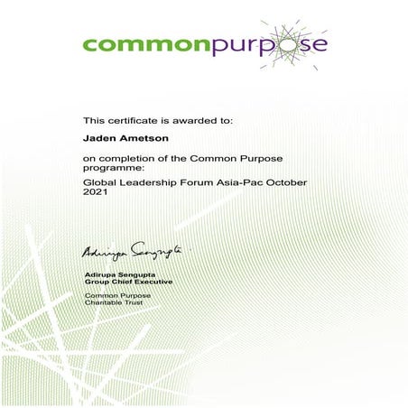 Common Purpose Global Leadership Certificate | PDF