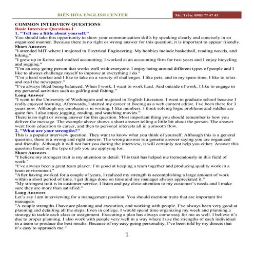 Common question interview | PDF