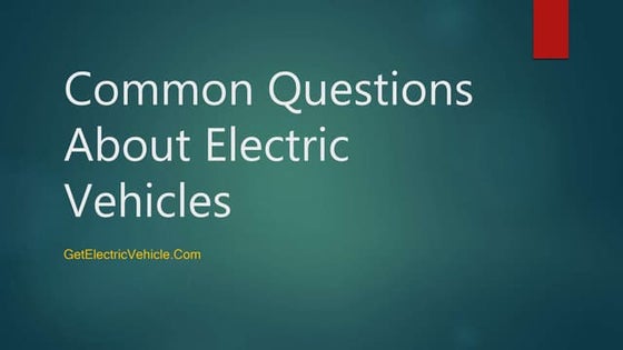 Presentation on Electric Vehicles | PPT