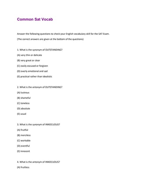 Ged Vocabulary Words | PDF | Education