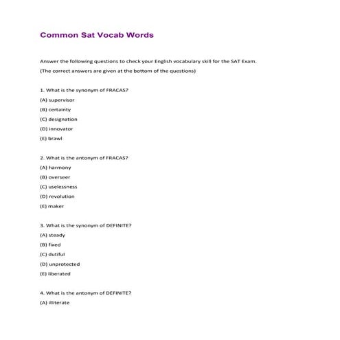 Common Sat Vocab Words | PDF