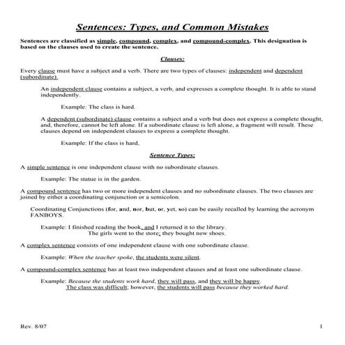 Common sentenceerrors | PDF
