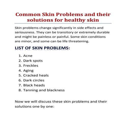 Common Skin Problems and their solutions for healthy skin.pdf