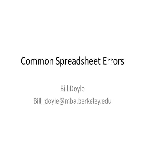 Spreadsheet Errors | PPTX