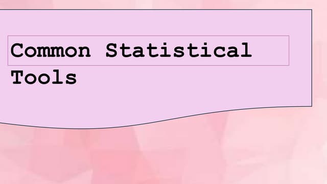 STATISTICAL TOOLS IN RESEARCH | PDF