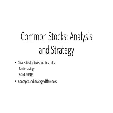 Common stocks strategy and analysis | PPTX