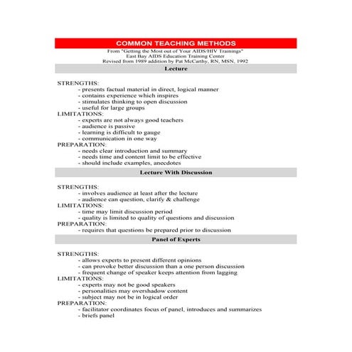 Common teaching methods | DOC