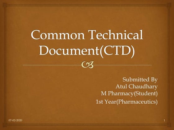 CTD (common technical document) | PPTX | Pharmaceutical Industry ...