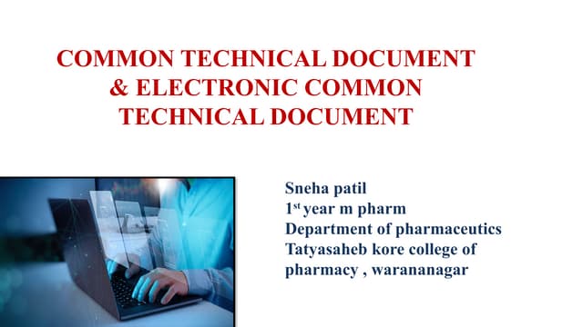 CTD( Common technical Documents) For B.Pharmacy) | PPTX