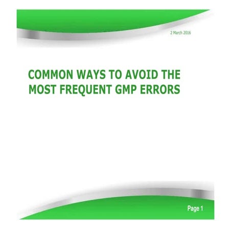 Common ways to avoid frequent gmp errors | PDF | Indoor Environmental ...