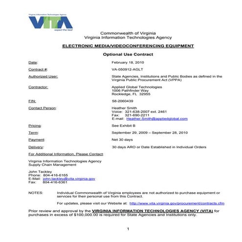 Commonwealth of Virginia Virginia Information Technologies ... | PDF