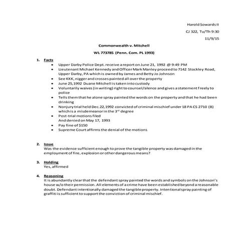 Commonwealth v. mitchell | PDF