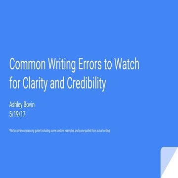 Common Writing Errors to Watch for Clarity and Credibility | PPT