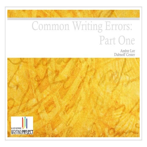 Common writing errors part one | PPT