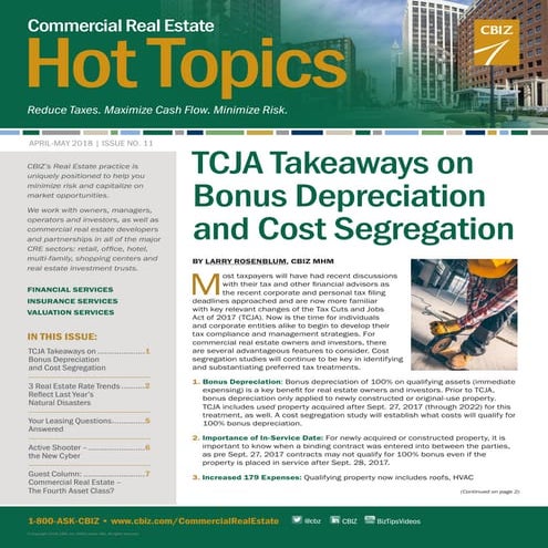 CBIZ Commercial Real Estate Newsletter - May 2018 | PDF