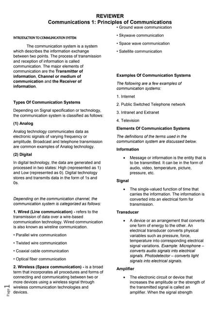 Lecture 1 introduction to communication systems | PPT