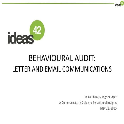BEHAVIOURAL AUDIT: LETTER AND EMAIL COMMUNICATIONS | PPT