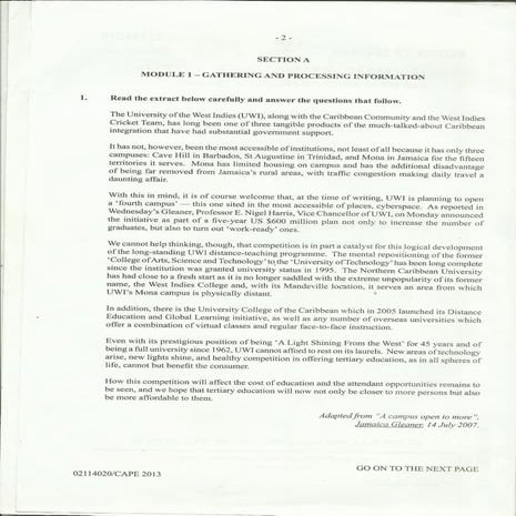 CAPE Communication studies 2013 paper 2 | PDF