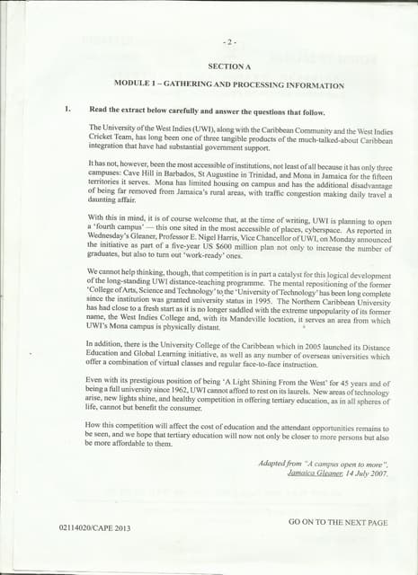 Information Technology CSEC~January 2019 P1 (1). Past Paper | PPT