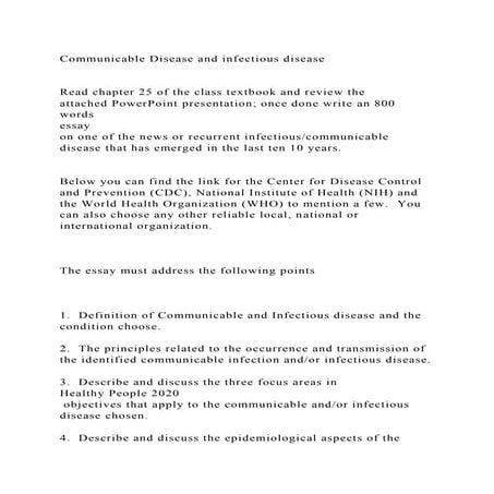 Communicable Disease and infectious diseaseRead chapter 25 of .docx