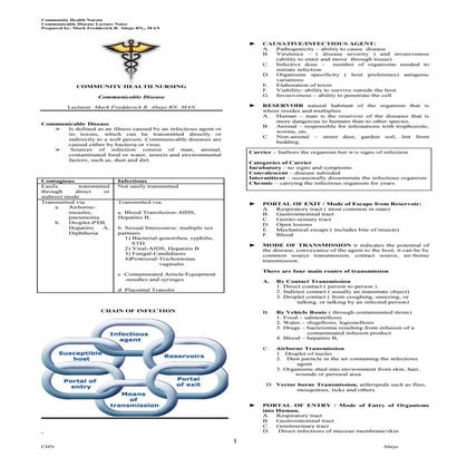 Communicable Disease Handouts | PDF