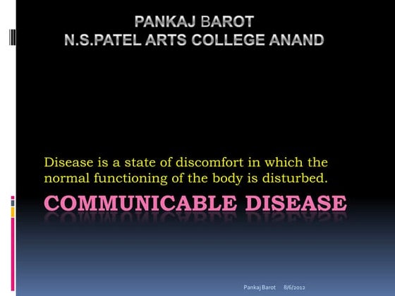Communicable disease | PPT