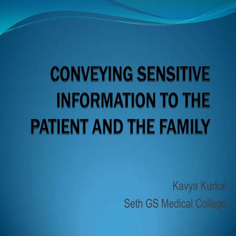 Communicating sensitive information to the patient | PPTX