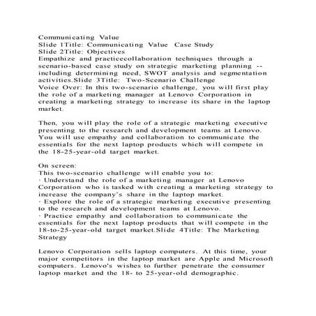 Communicating ValueSlide 1Title Communicating Value Case Study | DOCX