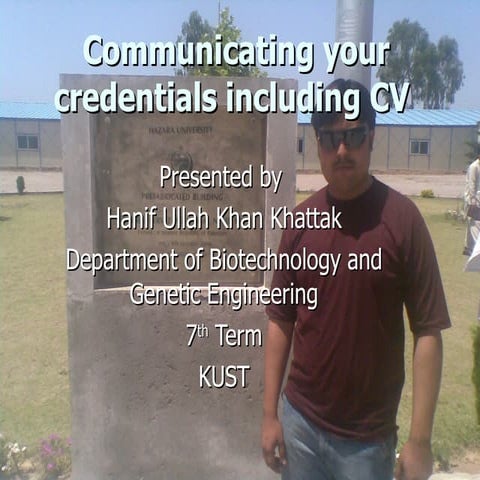 Communicating your credentials including cv | PPT