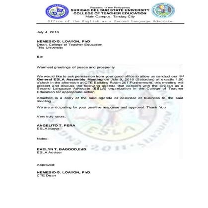 Communication for 1st ESLA General Assembly | DOCX