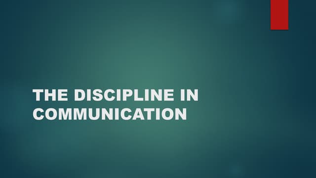 Discipline of communication | PPTX