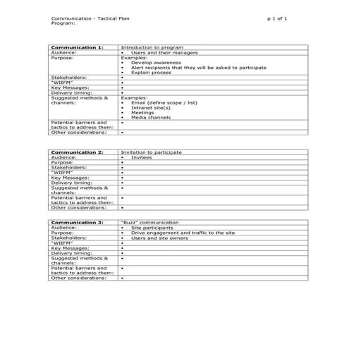 Communication tactical plan | DOC