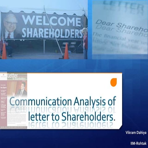 Communication analysis of letter to shareholders. | PPTX
