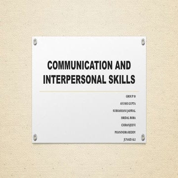 Communication and interpersonal skills | PPTX