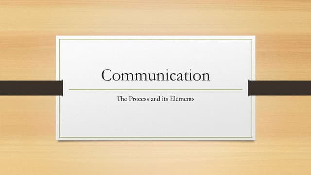 Elements of communication | PPTX