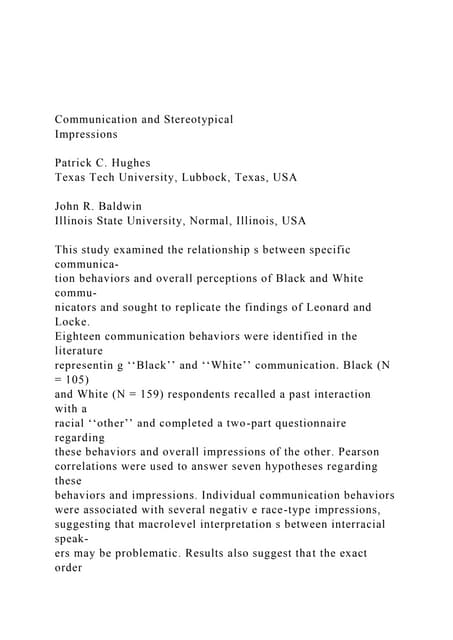 Stereotypes In Intercultural Communication Bridging The Gap Pdf