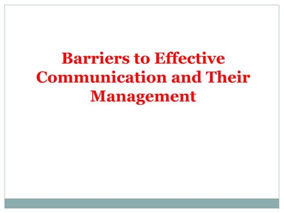 BARRIERS OF COMMUNICATION | PPT