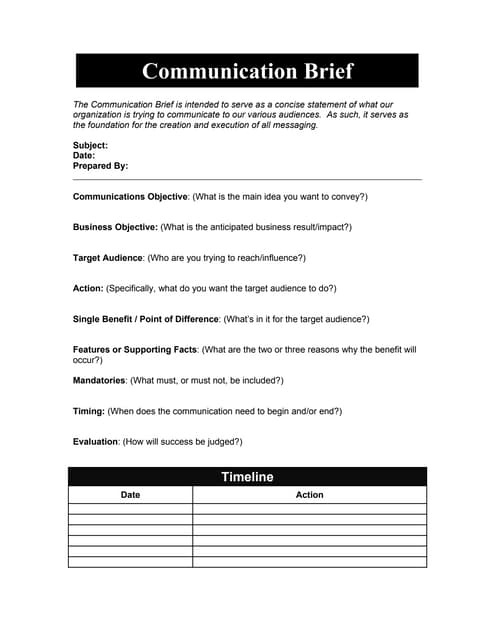 Communication brief | PPTX | Television | Entertainment