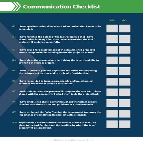 CXP CEO Tool: Communication Checklist | PDF