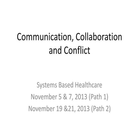 Communication collaboration conflict presentation for medical, dental ...