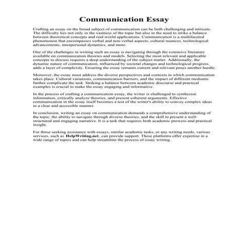 Communication Essay | PDF