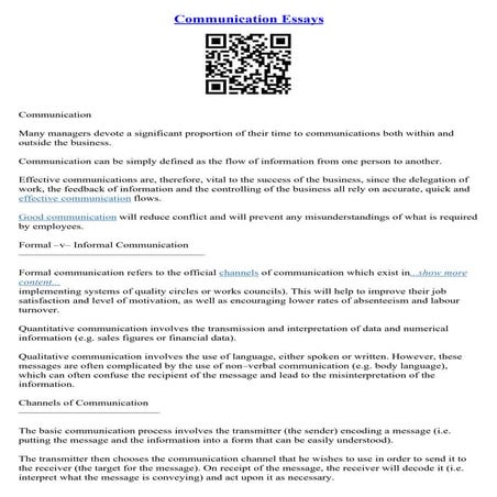 Communication Essay Example Pdf