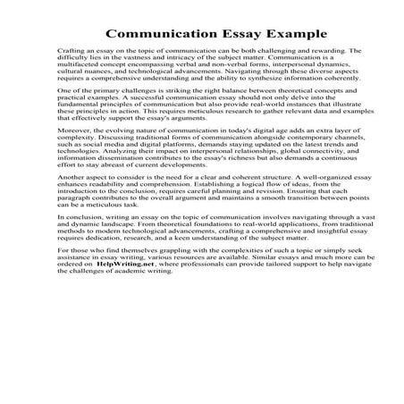 Communication Essay Example | PDF