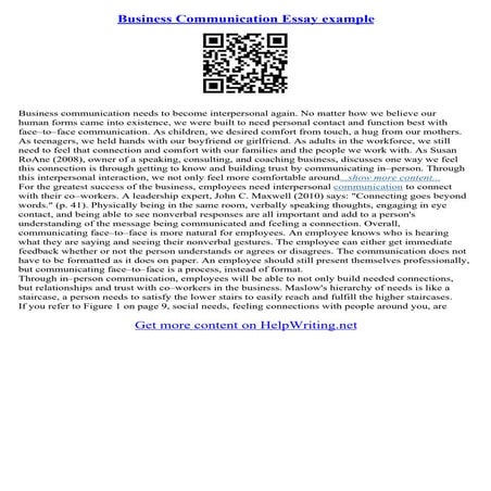 Communication Essay Sample | PDF